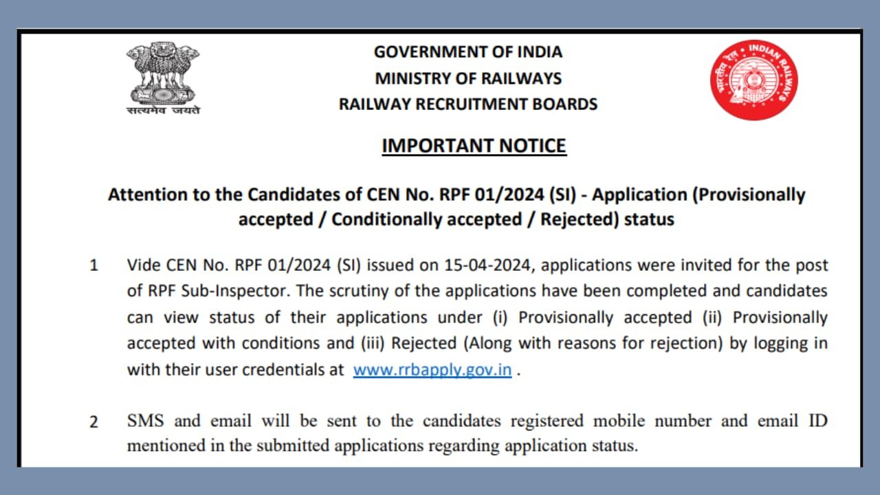 RPF SI Exam Date 2024 Out, Admit Card, Notice by Railway Recruitment ...